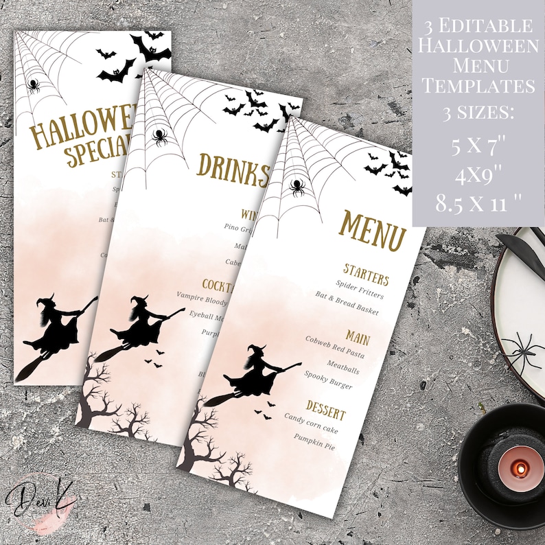 Editable Halloween Menu Template, Printable Menu, Food Drink Menu Card ...