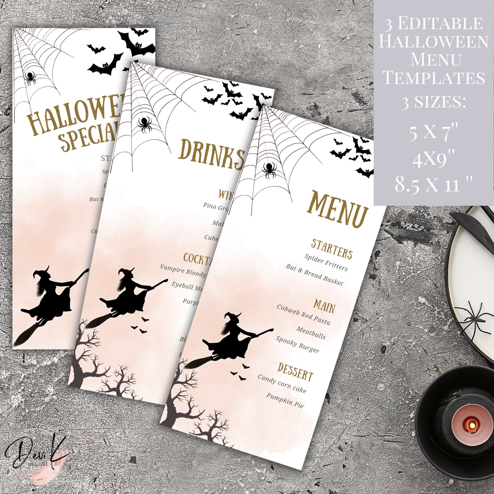 Editable Halloween Menu Template, Printable Menu, Food Drink Menu Card ...