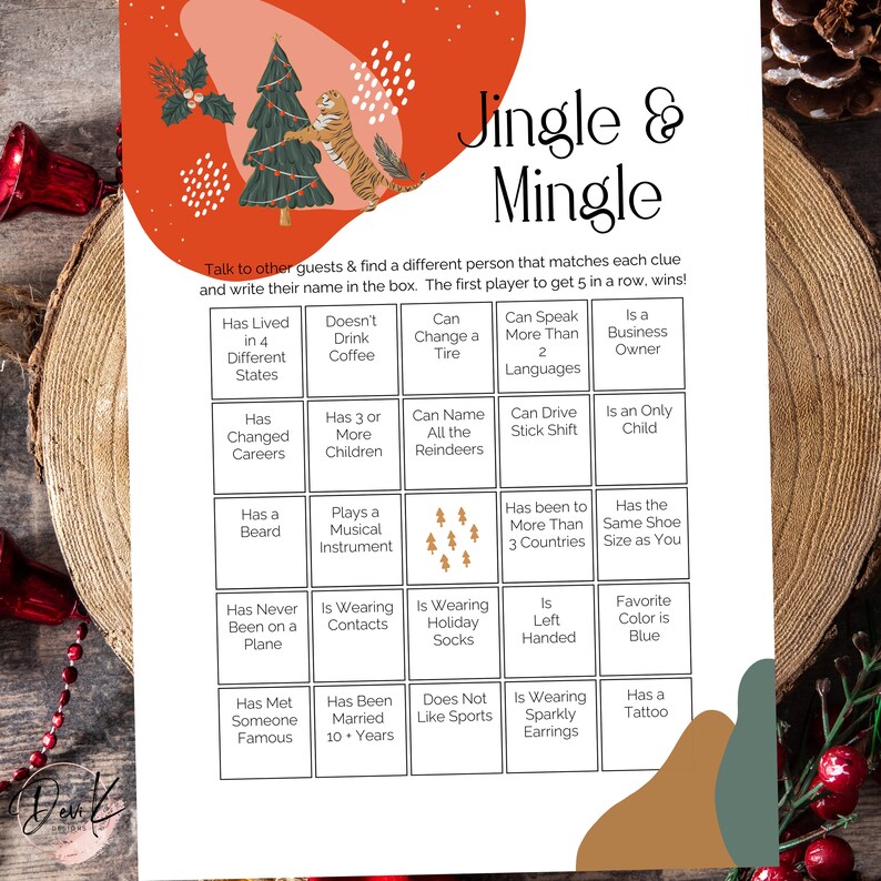 Jingle & Mingle Find the Guest Bingo Game, Printable, Christmas Holiday ...