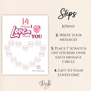 14 Days of Love Printable Scratch Off, Valentine's Day Gift, 14 Things ...