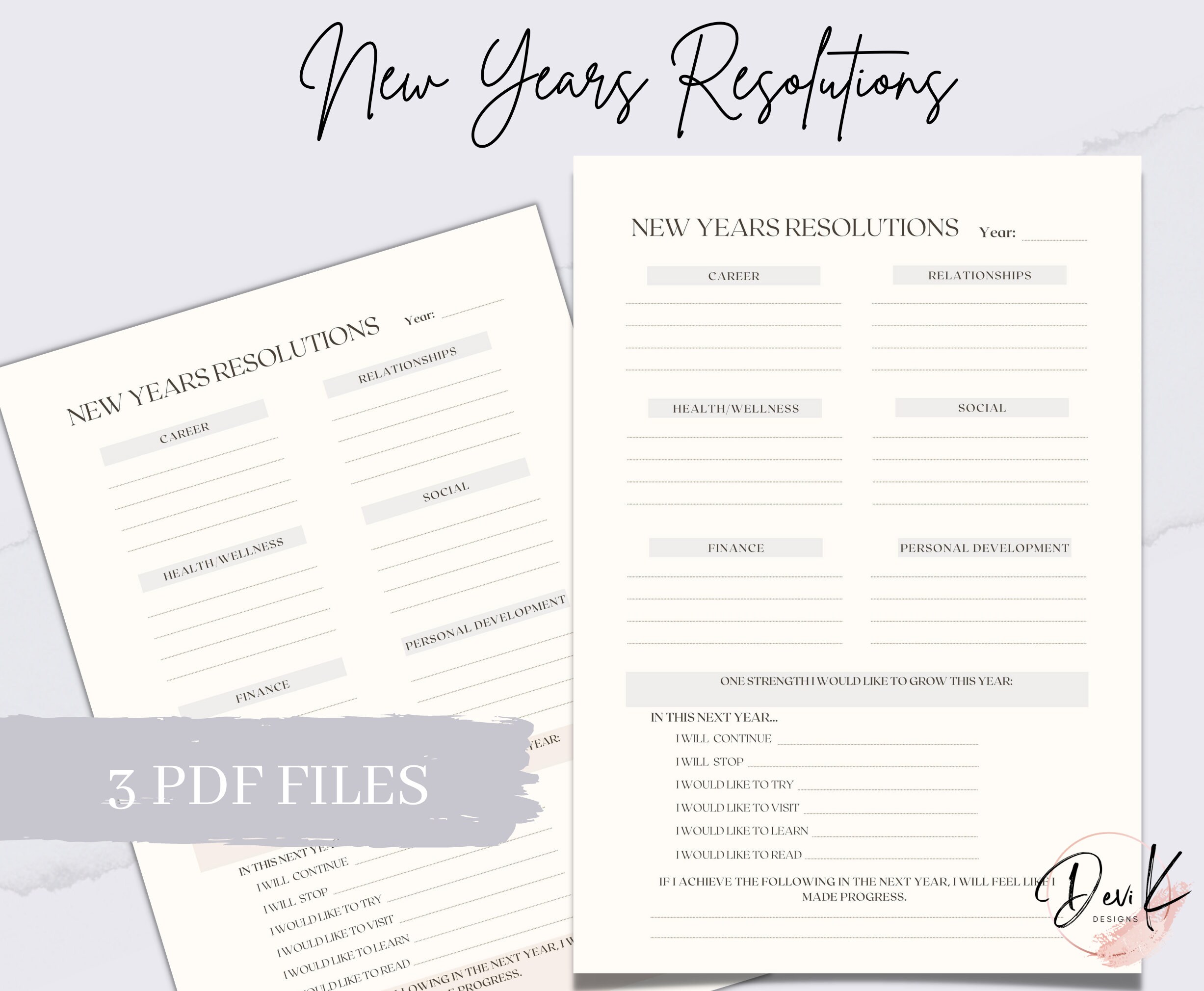 2024 New Years Resolutions Printable, Yearly Goals Planner, Self-growth ...