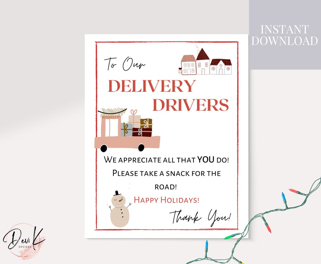 Delivery Driver Snack Sign, Thank You Sign, Driver Appreciation Sign ...