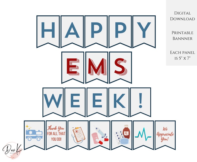 Happy EMS Week 2024 Printable Banner, Emergency Medical Service ...
