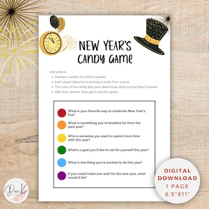 New Year's Eve Candy Game Printable, New Year's Game for Family, New ...