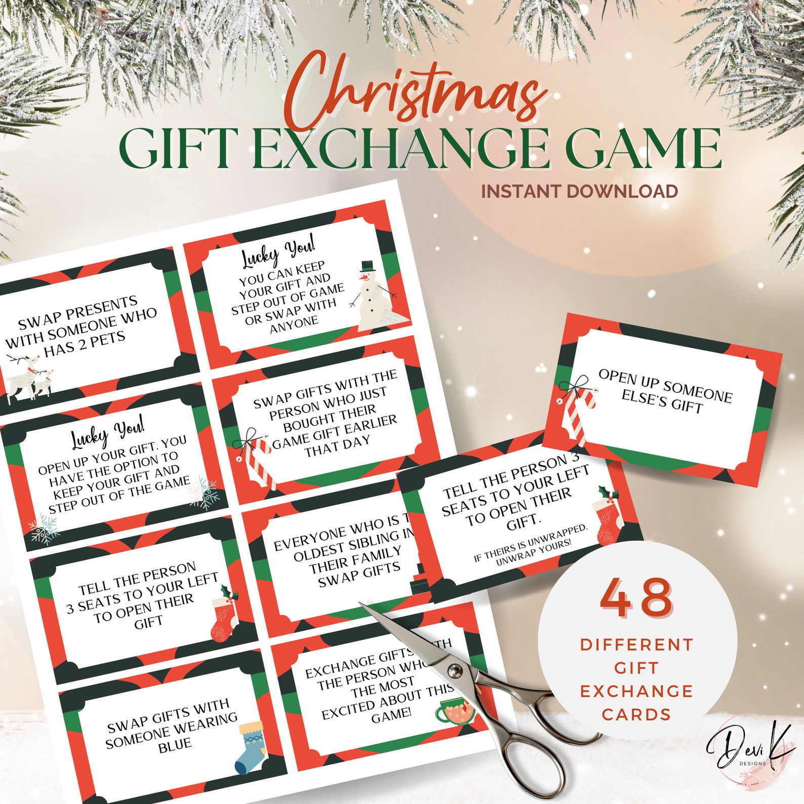 Christmas Gift Exchange Game Printable, White Elephant Party Game, Gift ...