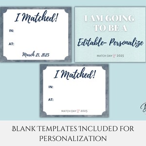 Residency Match Day Signs 2025 & 2026 Editable Template "i Matched" Printable Virtual Match Day ...