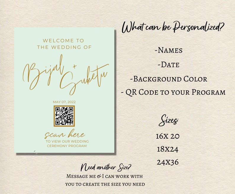 Welcome Sign With Scannable QR Code QR Code to Digital - Etsy