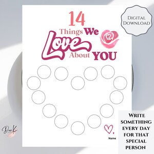 14 Days of Love Printable Scratch Off, Valentine's Day Gift, 14 Things ...