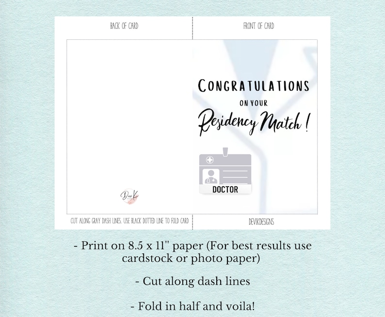 Residency Match Day Card Congratulations Printable Virtual - Etsy