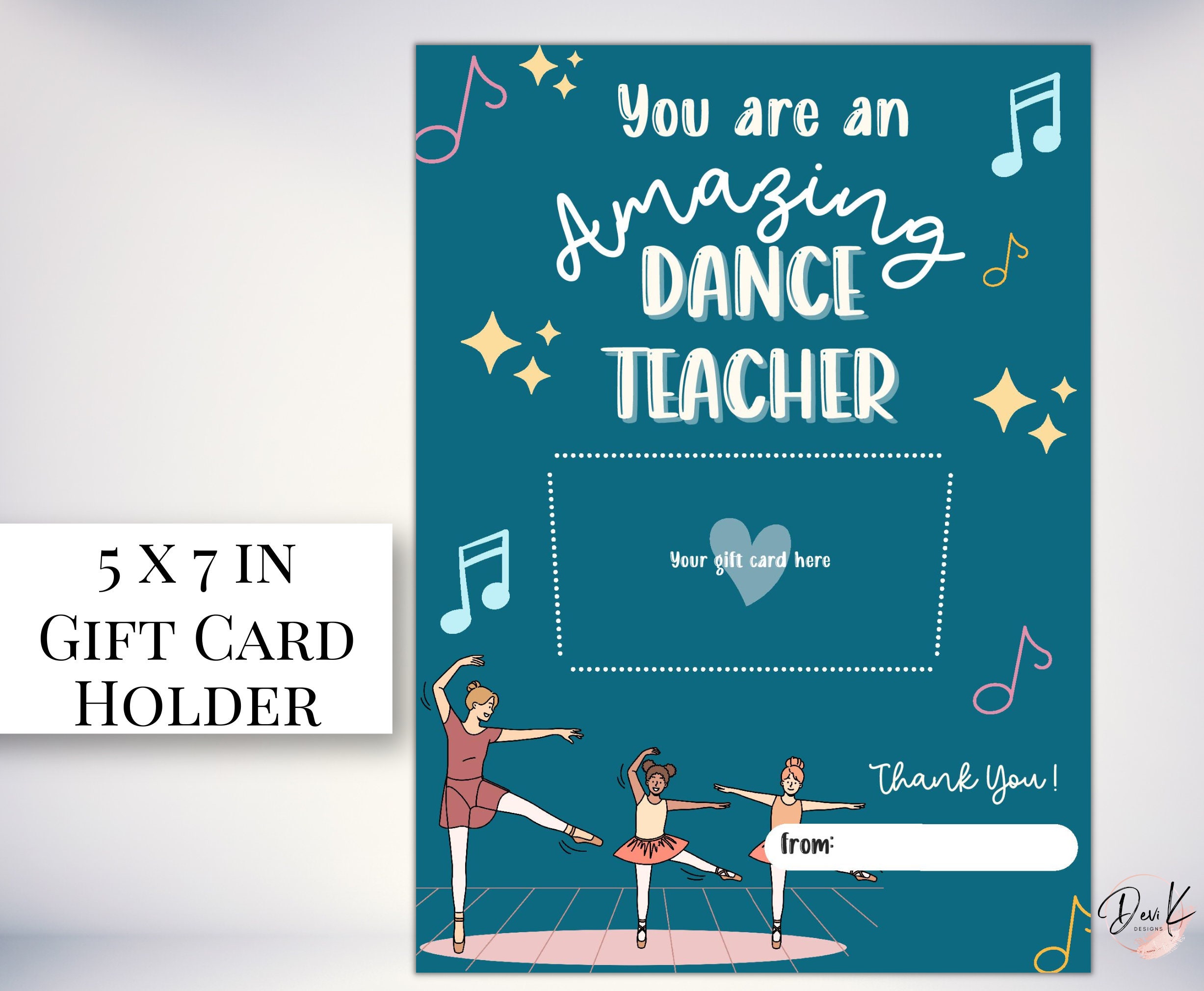 Ballet Dance Teacher Appreciation Gift Card Holder Digital - Etsy