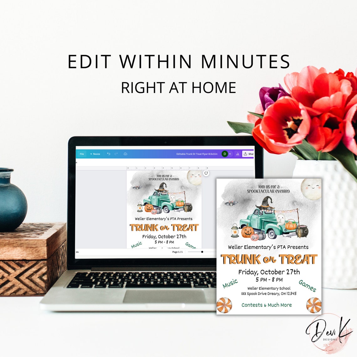 Editable TRUNK or TREAT Flyer Template, Printable Flyer, PTA Fall Flyer ...