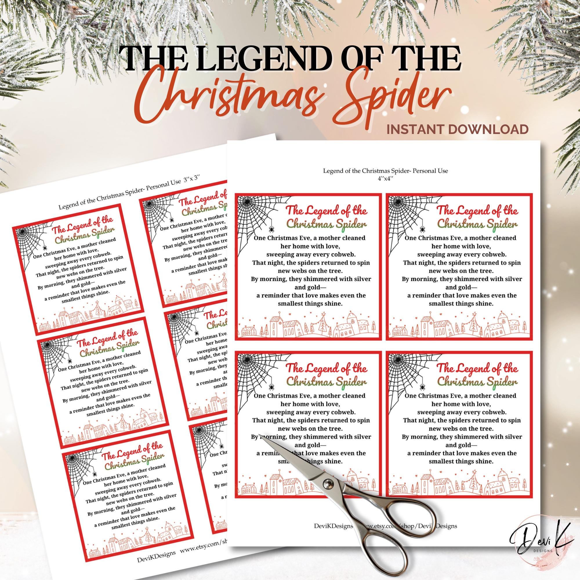 Christmas Spider Printable Tags, the Legend of the Christmas Spider ...