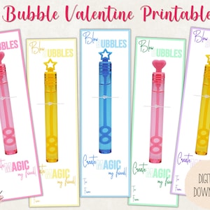 Bubble Valentine Printable, Bubble Wand Holder, Kids Valentines Day ...