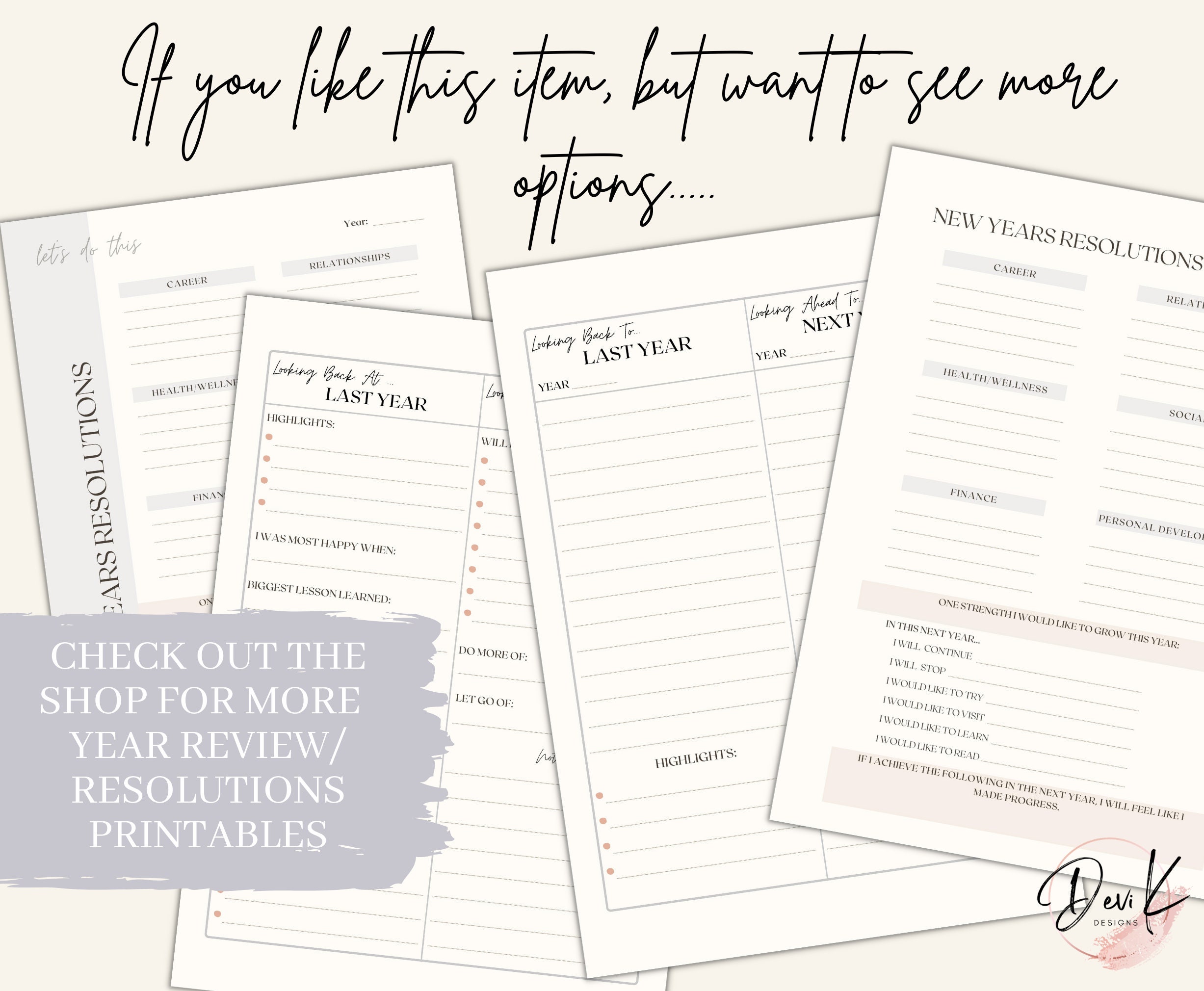 Year in Review Reflection and New Years Resolutions Bundle - Etsy