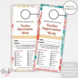 Editable Room Service Door Hanger Template, Teacher Appreciation Week ...