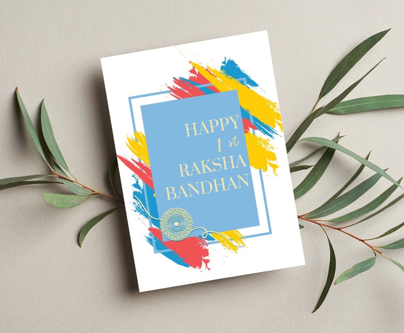 Happy 1st Raksha Bandhan Card Colorful Blue Rakhi Card - Etsy