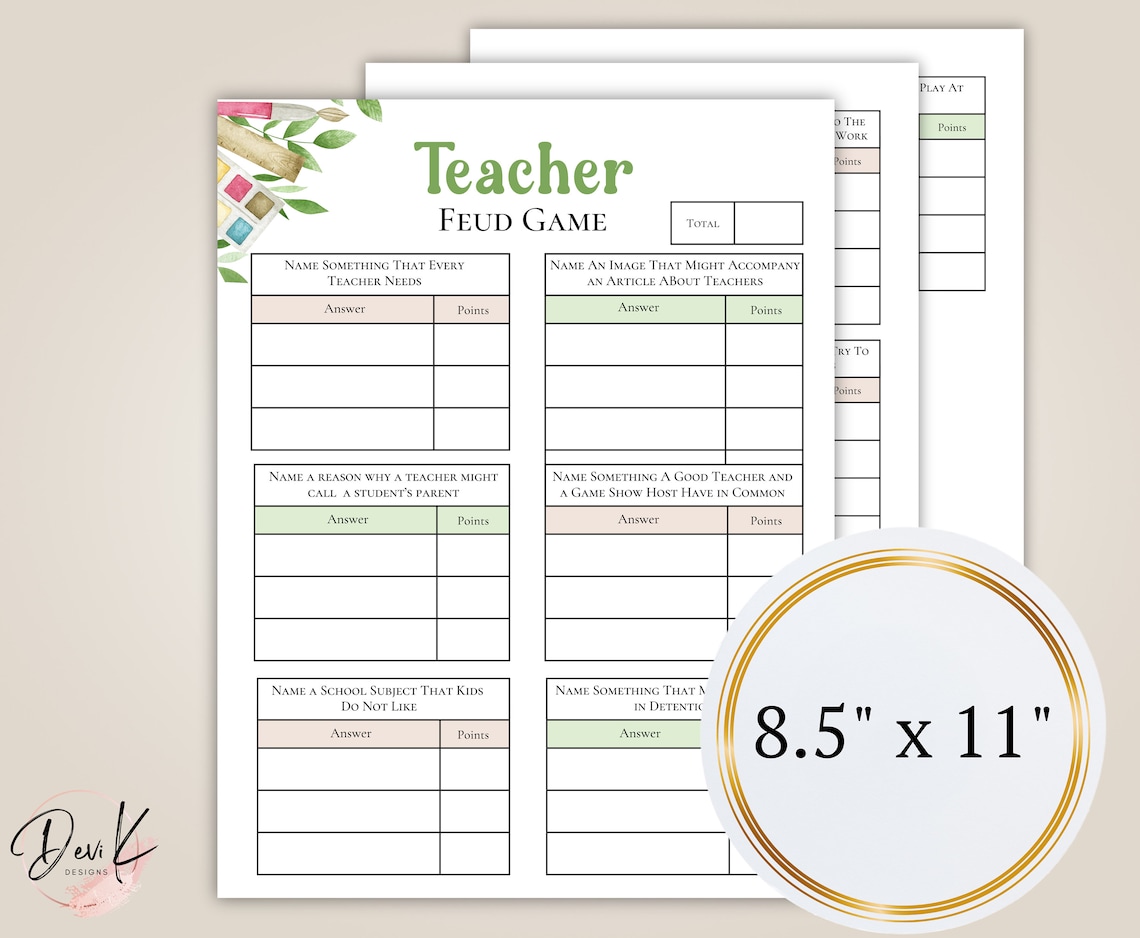 Teacher Feud Game, Teacher Trivia Game, Teacher Appreciation Game ...