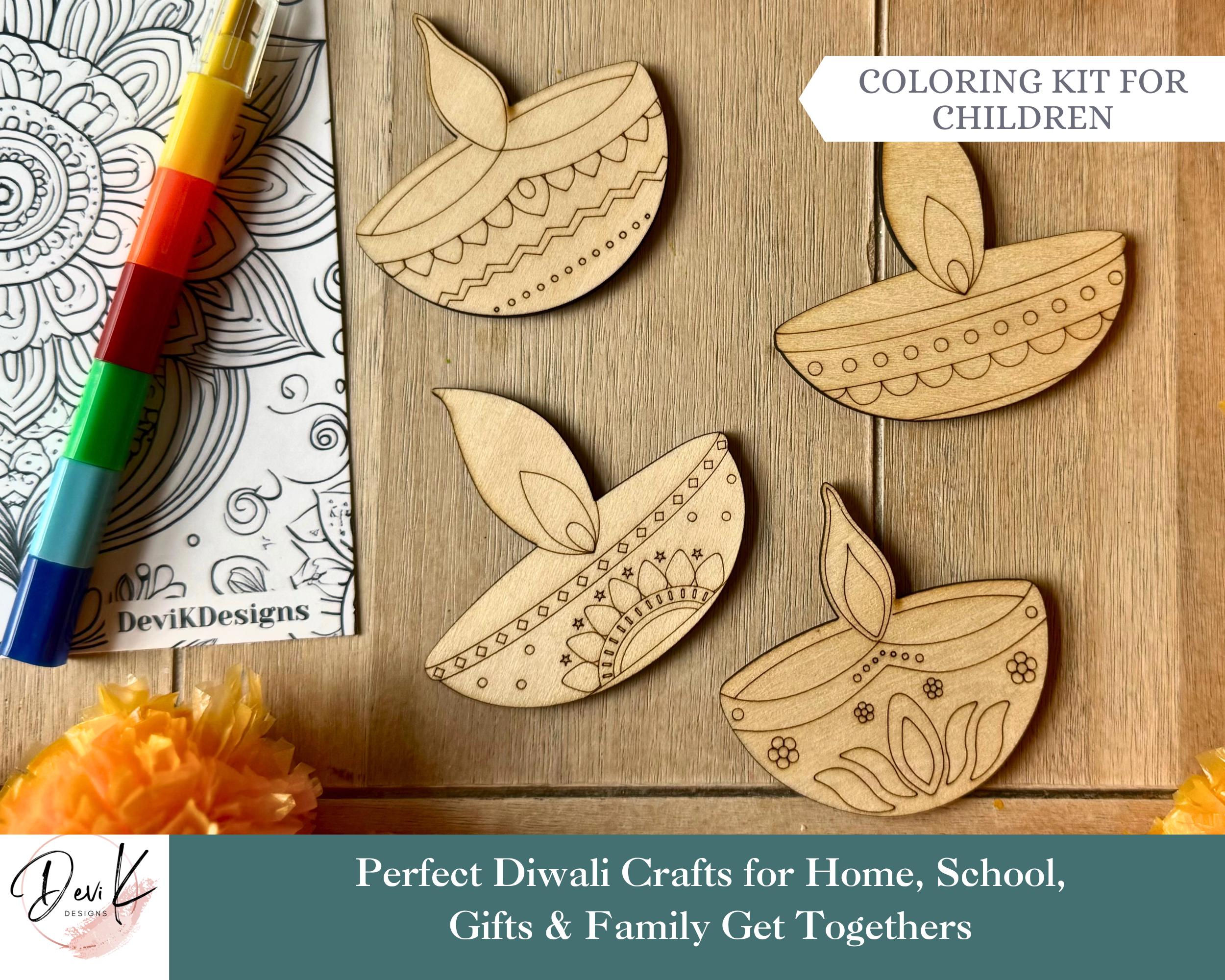 Diwali Magnet Diya Color Kit, Diya Decorating, DIY Kids Crafts, Diwali ...