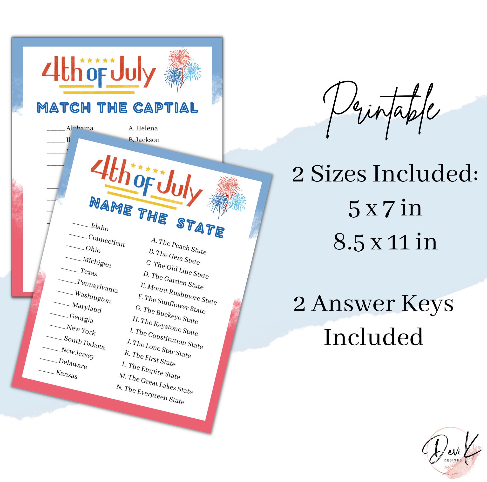 4th of July Printable Game Bundle 4th of July Trivia Games - Etsy