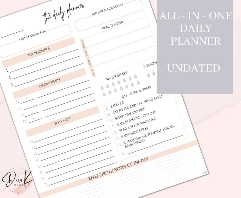 Daily Planner Printable To-do List Everyday Organizer Daily - Etsy