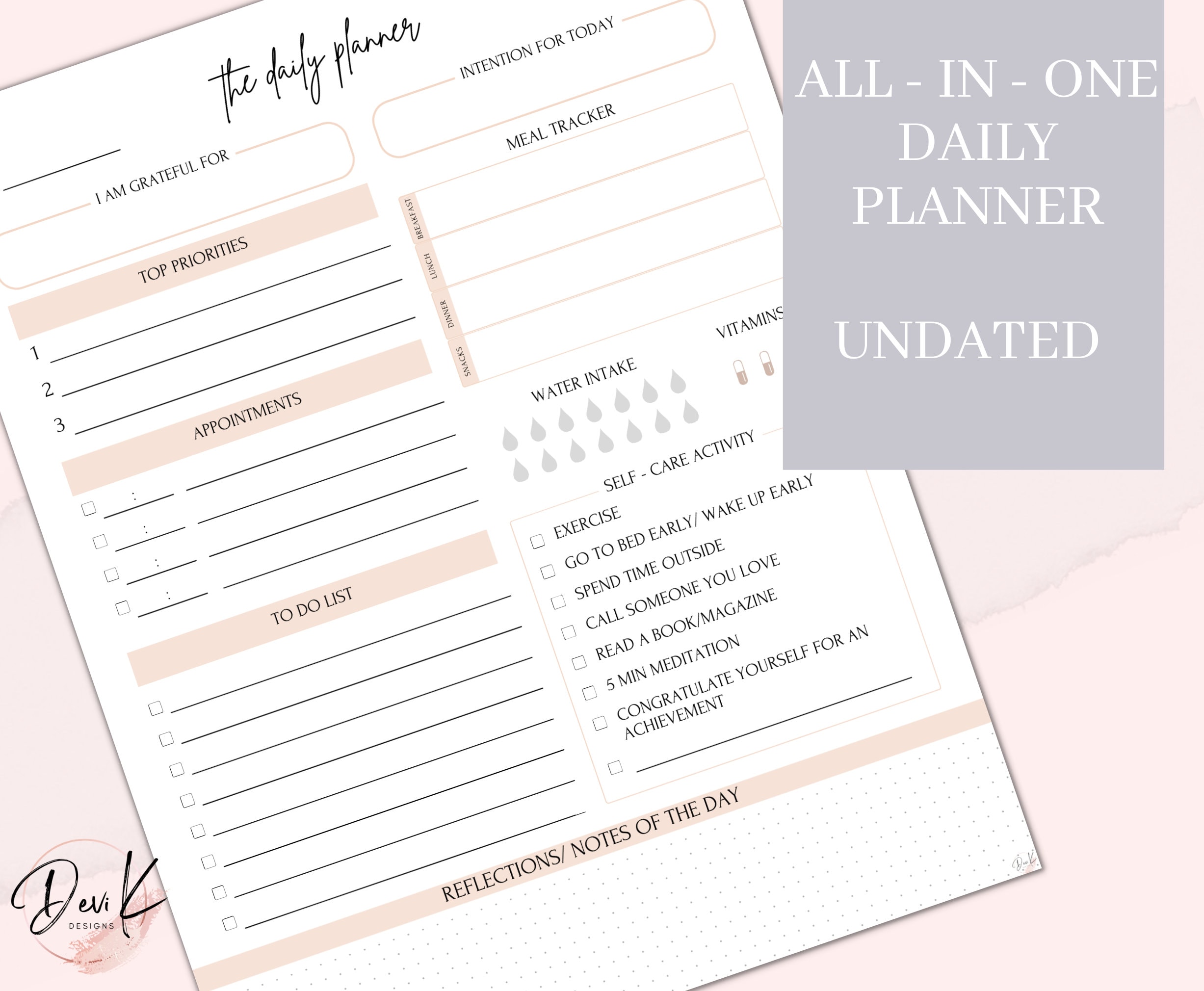 Daily Planner Printable To-do List Everyday Organizer Daily - Etsy