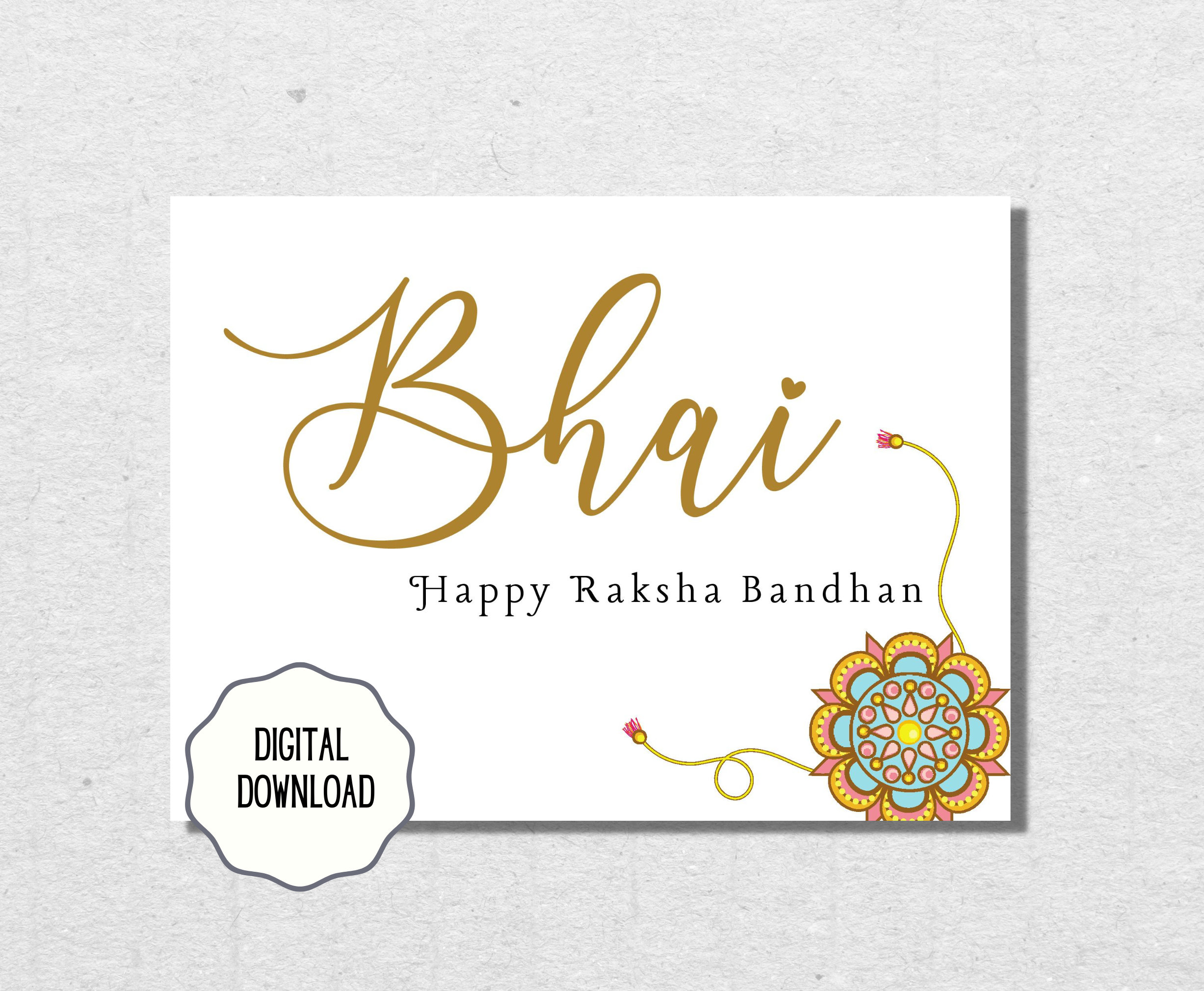 Happy Raksha Bandhan Card, Bhai Rakhi Card, Modern Blank Card ...