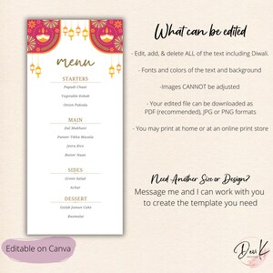 Editable Festive Vibrant Lantern Menu Template, Diwali, Wedding ...