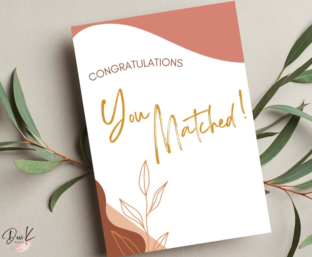 Congratulations on Your Match Card, Residency Match Day 2024, Boho ...
