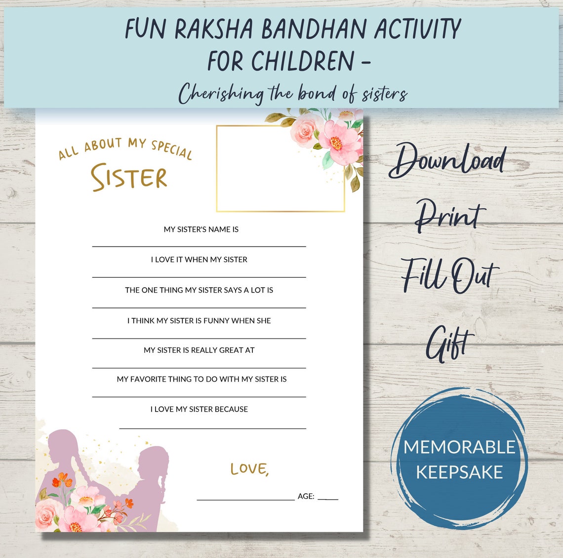 All About My Sister Printable Questionnaire Raksha Bandhan - Etsy