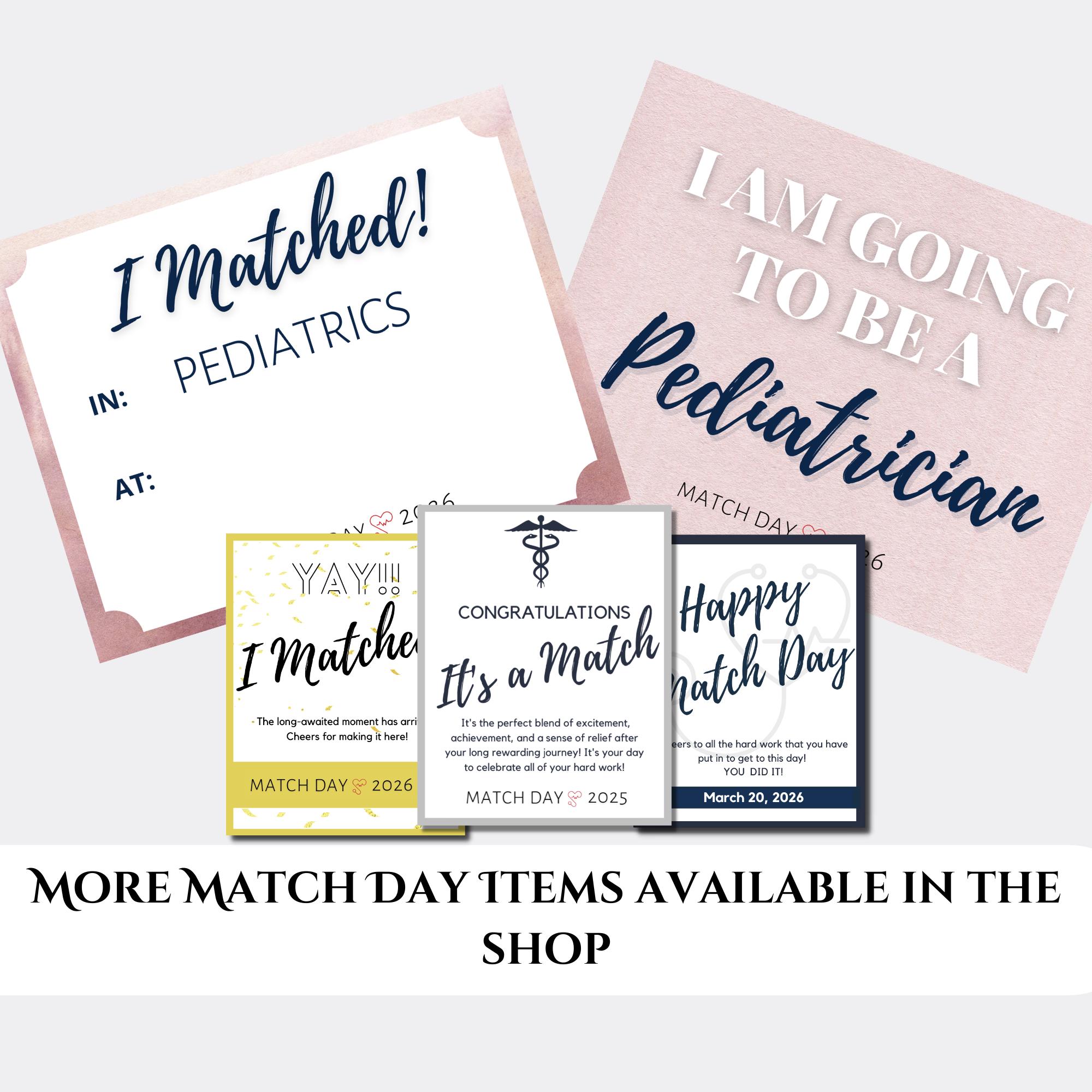 Editable Residency Match Day Signs 2026 Template "i Matched" Printable ...