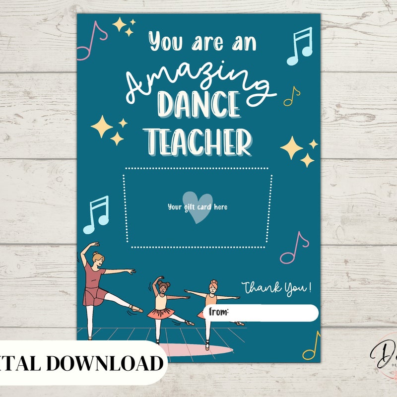 Dance Teacher Card - Etsy