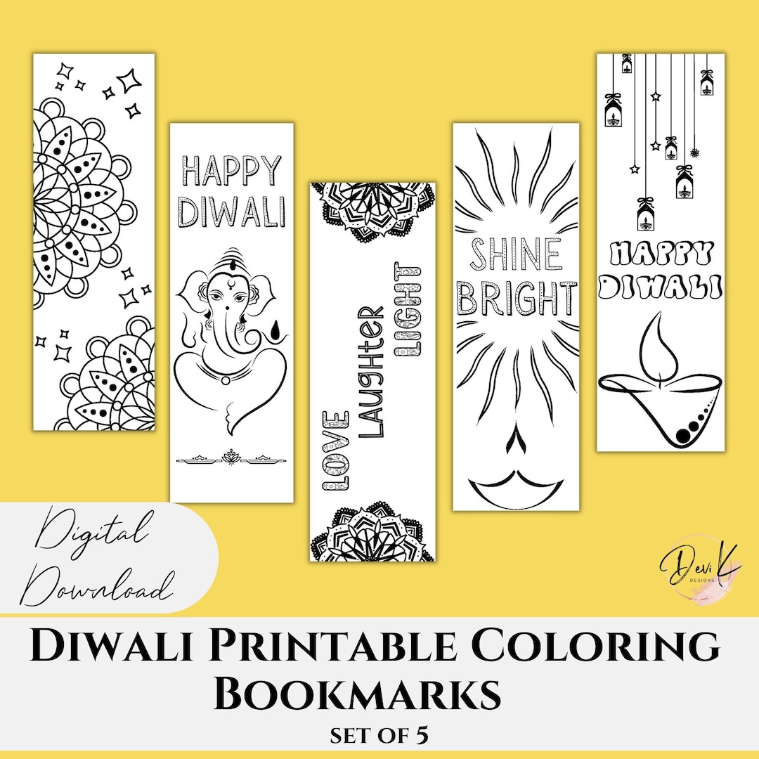 Printable Diwali Kids Bookmarks, Children Activities, Deepavali, Set of ...