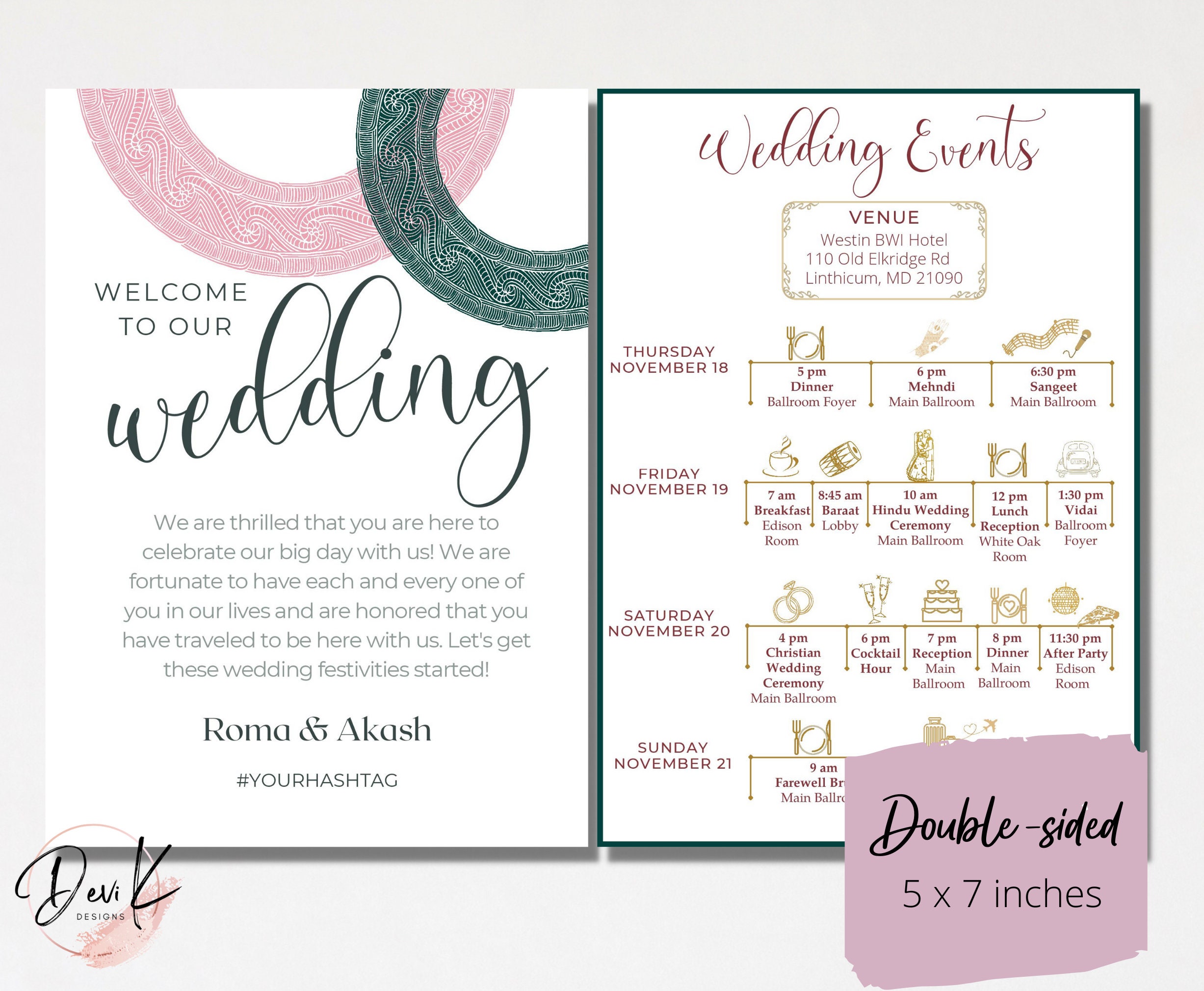 Editable Ornate Ring Wedding Itinerary Event Timeline Instant - Etsy