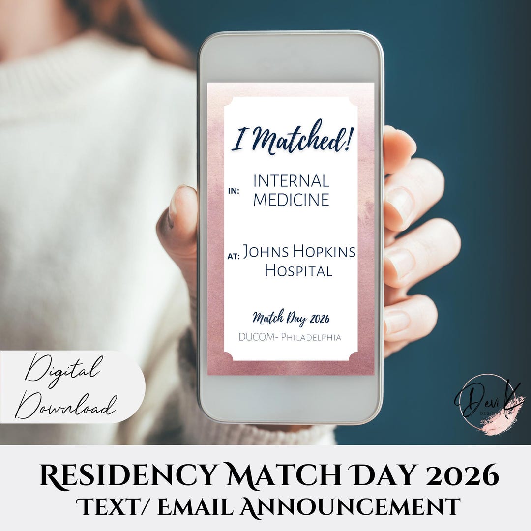 Residency Match Day 2026 "i Matched" Editable Sign Text Announcement ...