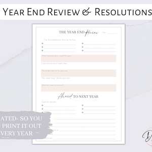 2023 2024 New Years Resolution Planner, Year End Review Printable, Year ...