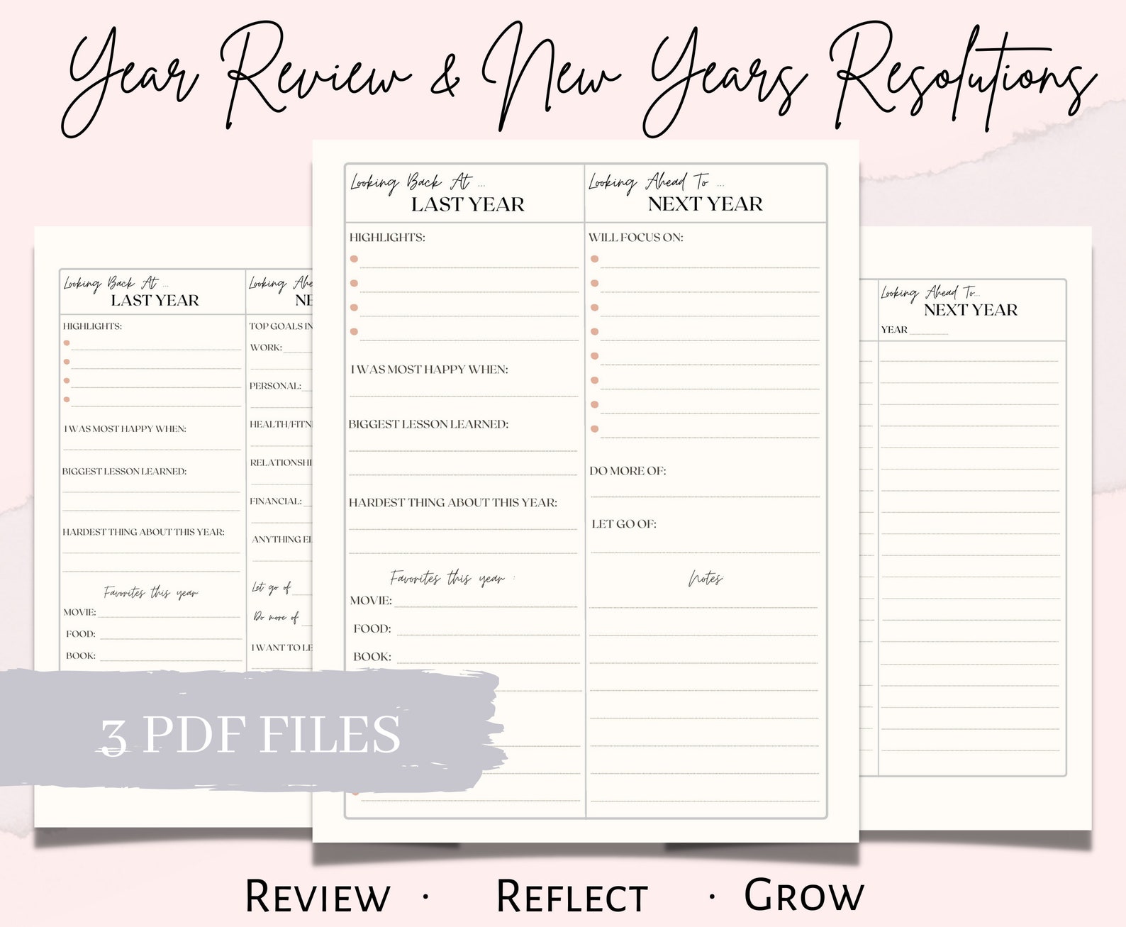 2025 2026 Year End Review Planner, New Years Resolutions, Year in ...
