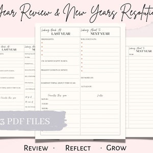 2023 2024 Year End Review Planner, New Years Resolutions, Year in ...