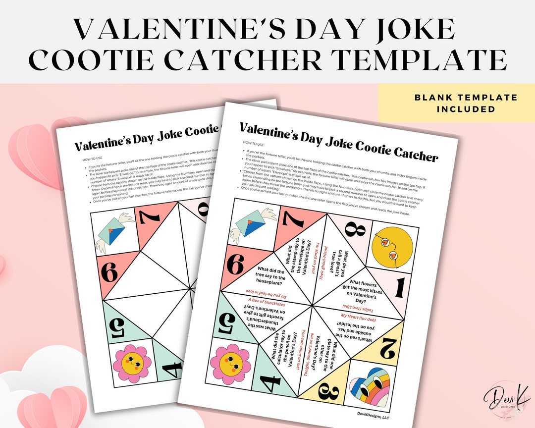 Valentines Day Joke Cootie Catcher Printable, Jokes for Kids, Fortune ...