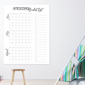 Summer Bucket List Poster, Undated, Minimalist Calendar, Summer Bucket ...