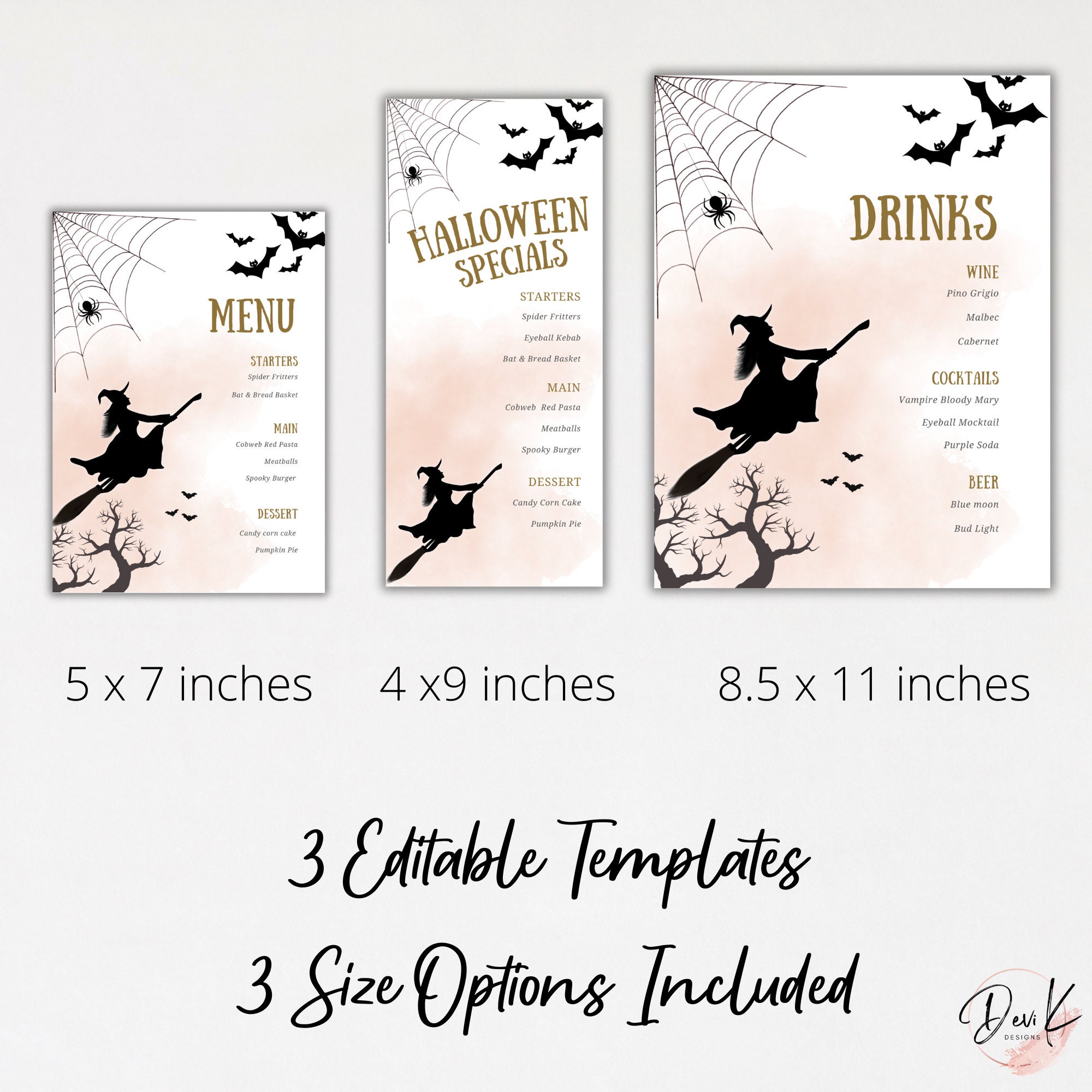 Editable Halloween Menu Template Printable Menu Food Drink - Etsy UK