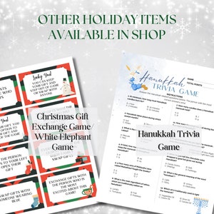 Holiday Trivia Game Printable, Group Party Game, Family Game Night ...