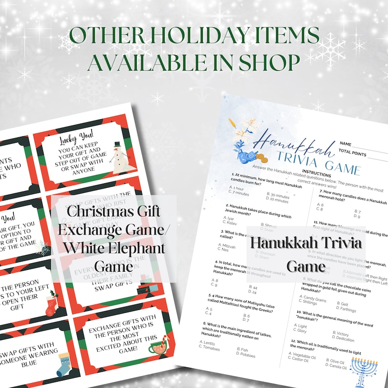 Holiday Trivia Game Printable, Group Party Game, Family Game Night ...