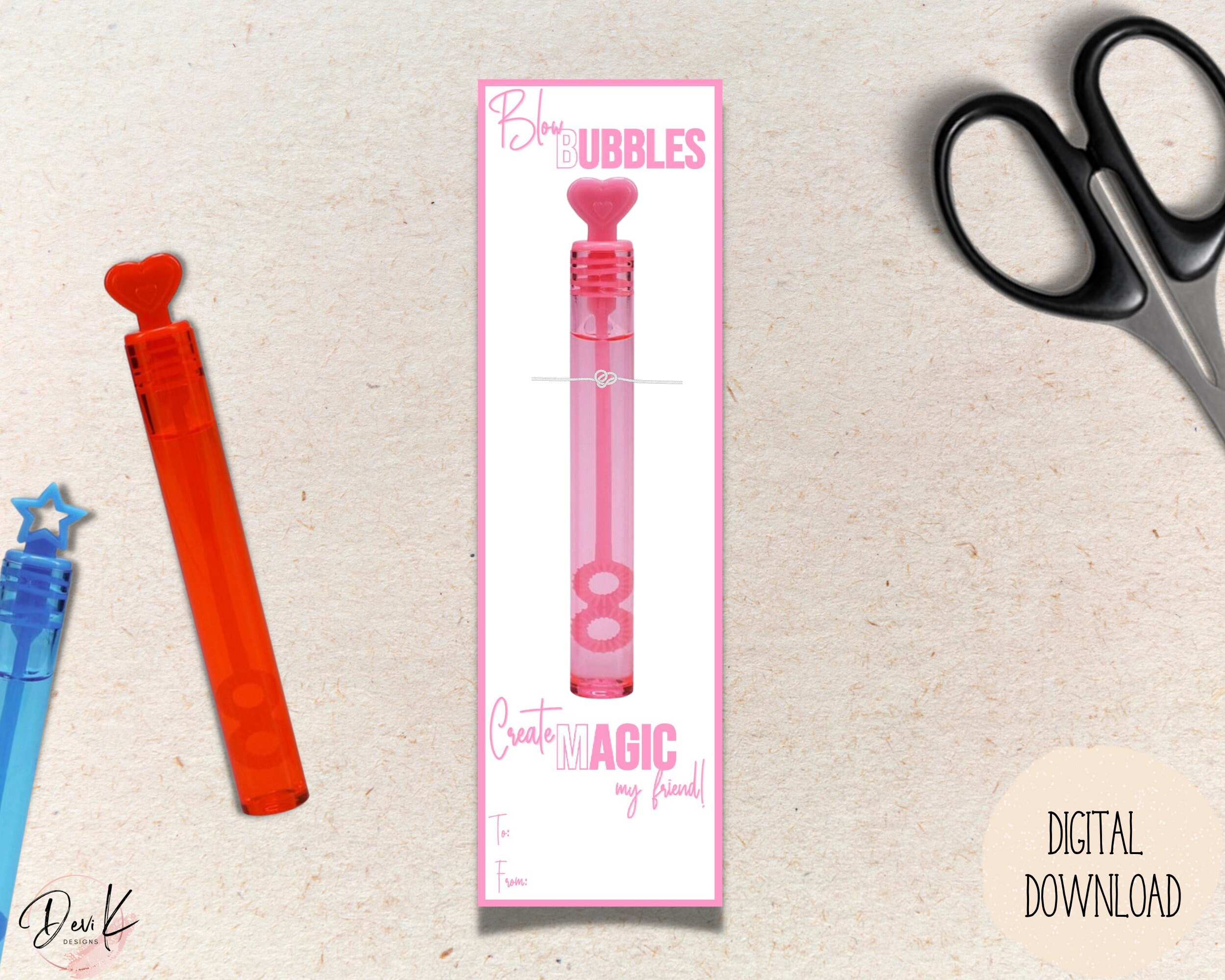 Bubble Valentine Printable Bubble Wand Holder Kids - Etsy