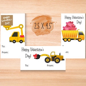 Printable Construction Kids Valentines Day Cards, Construction ...