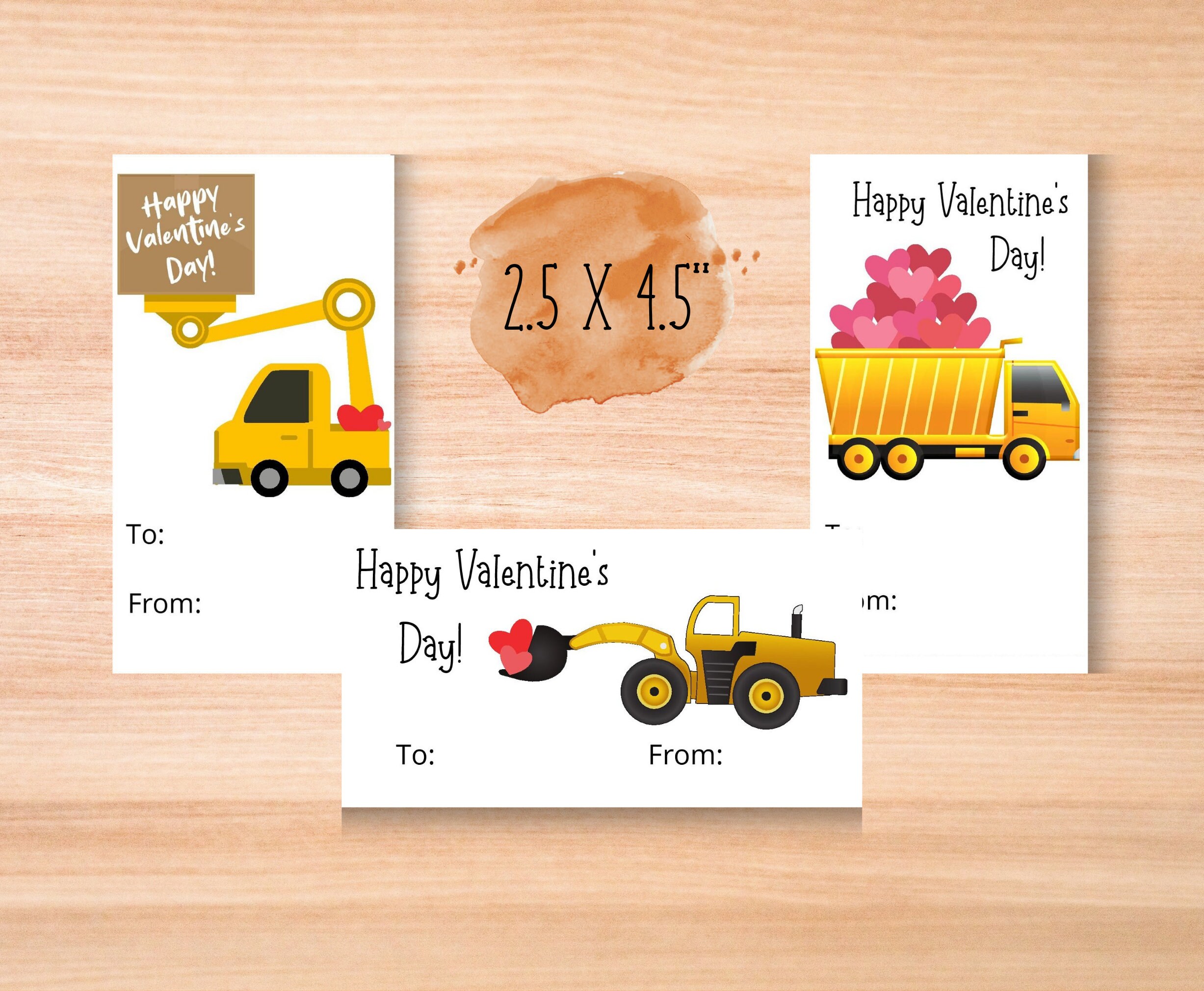 Printable Construction Kids Valentines Day Cards Construction - Etsy