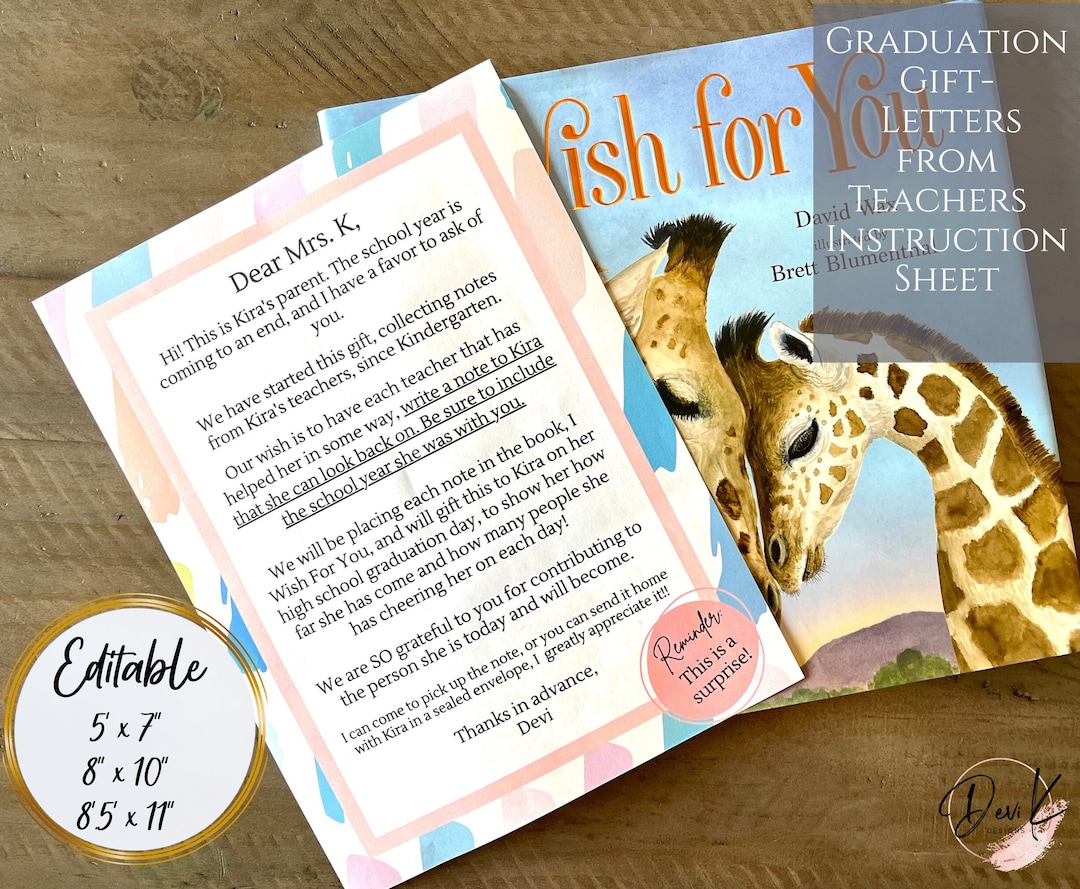 EDITABLE Graduation Book Letters From Teachers Printable Template ...