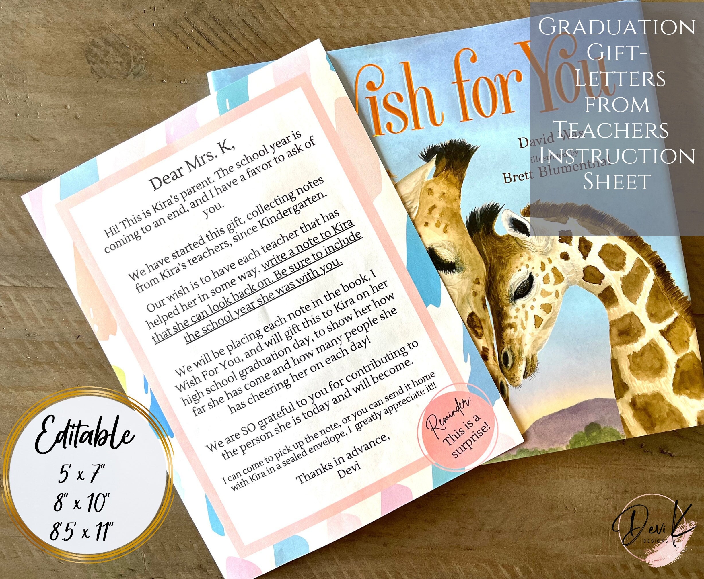 EDITABLE Graduation Book Letters From Teachers Printable - Etsy