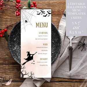 Editable Halloween Menu Template, Printable Menu, Food Drink Menu Card ...