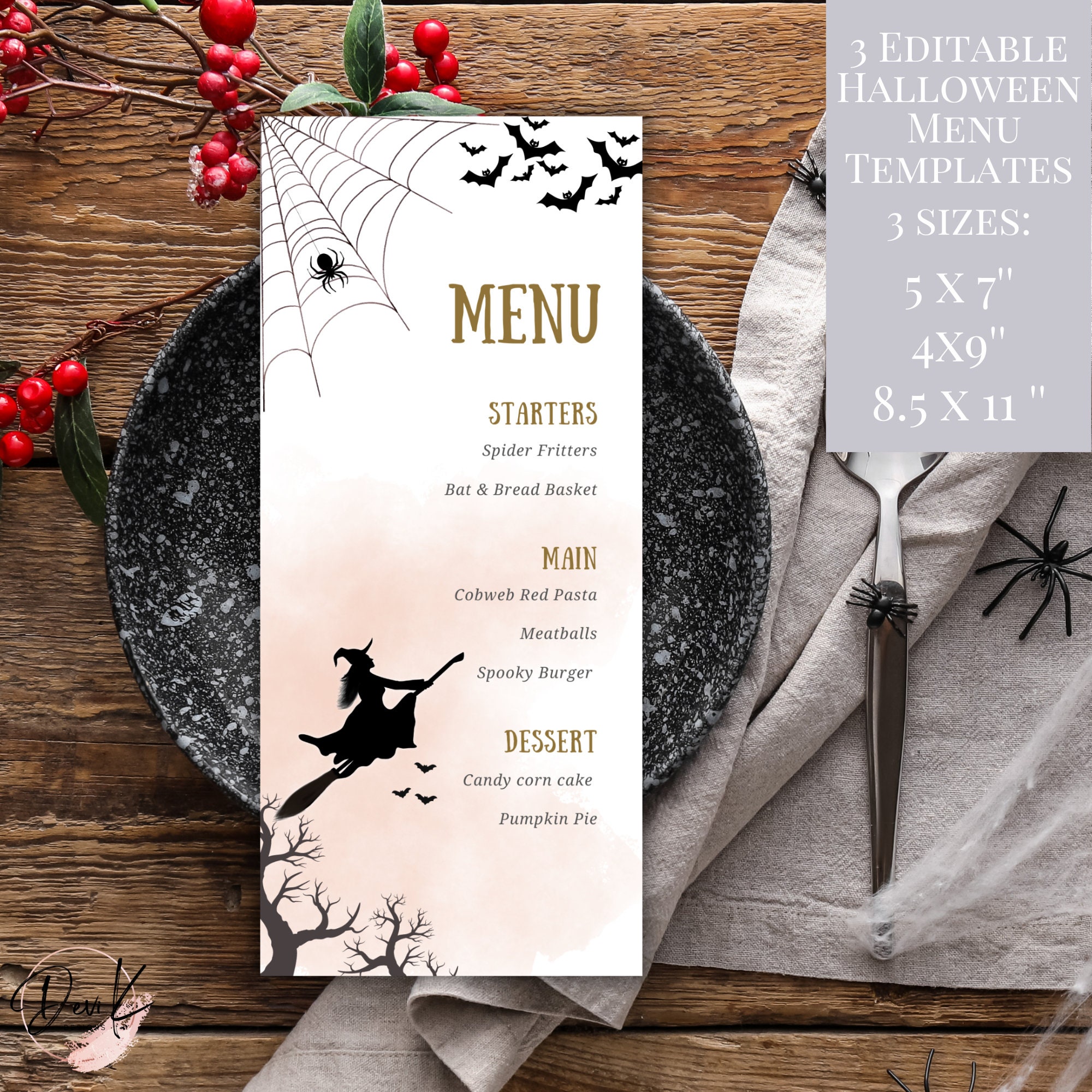 Editable Halloween Menu Template Printable Menu Food Drink - Etsy UK