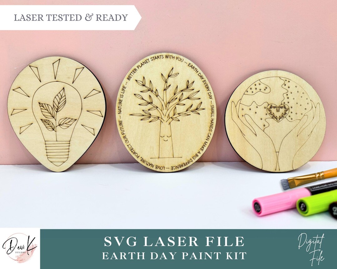Earth Day SVG Laser File, DIY Earth Day Laser Paint Kit, Kids Crafts ...